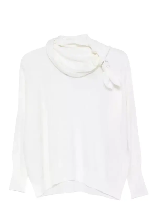 D.exterior Tie Neck Blouse - White