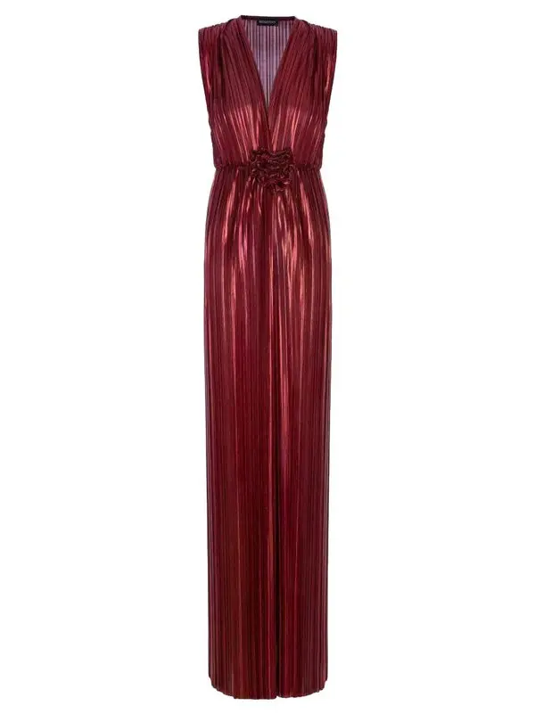 ROSERRY Pleated Flower Maxi Dress - Red