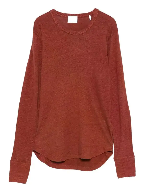 MARANT ETOILE Long-sleeve Linen T-shirt - Brown