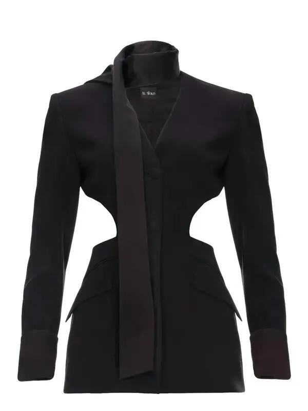 IL VOLO Cut-out Blazer With Scarf Detail - Black