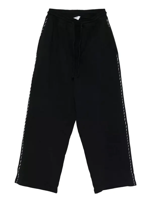 GLASS CYPRESS Cotton Wide-leg Trousers - Black