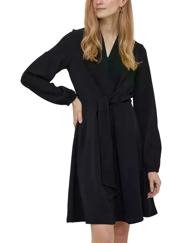 Dkny Tie-fastening Long-sleeve Dress - Black