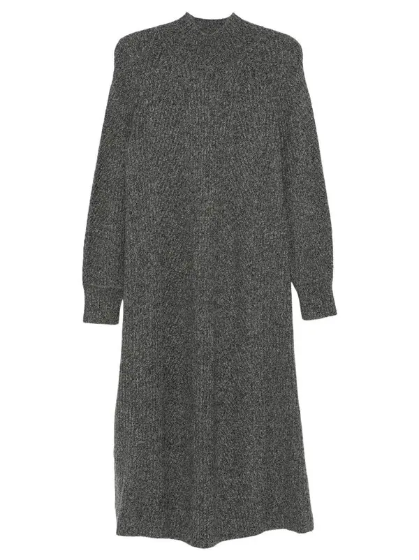 Eric Bompard Ribbed Mock-neck Midi Dress - Grey