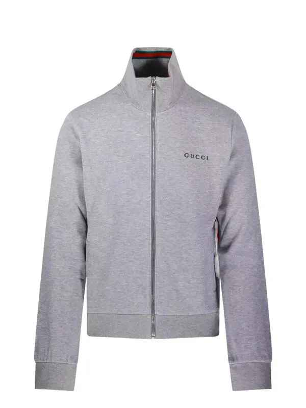 Gucci Zip-up Funnel-neck T-shirt - Grey