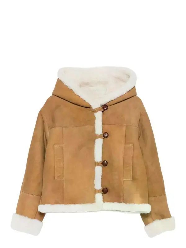 IRO PARIS Hooded Buttoned Coat - Brown