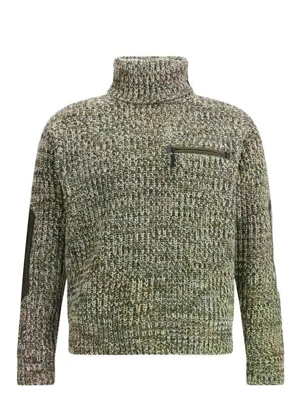 Moncler Zip Pocket Elbow Patch Sweater - Green