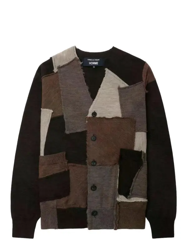 Comme Des Garçons Patchwork Button Cardigan - Brown