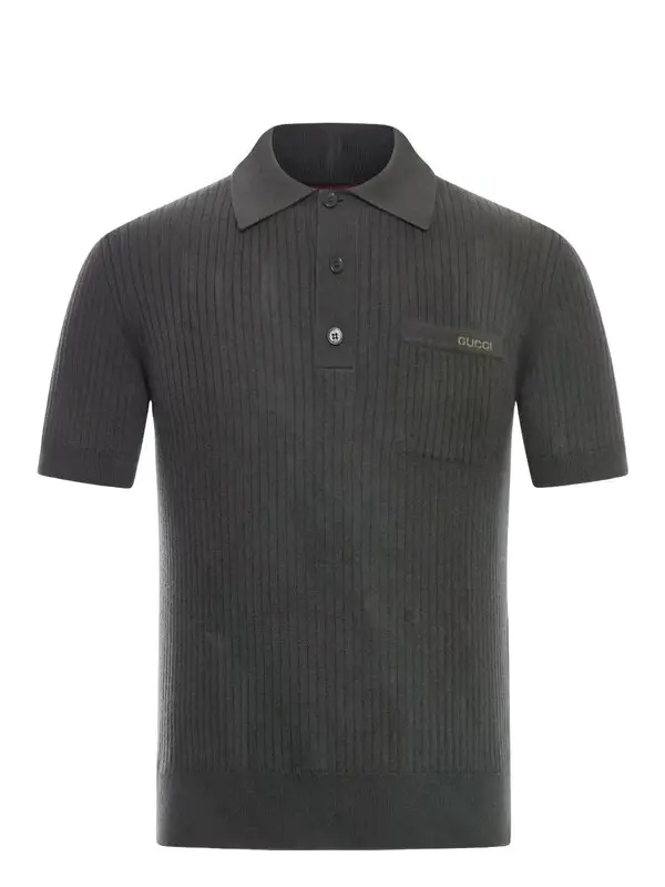 Gucci Chest-pocket Ribbed Polo Shirt - Green