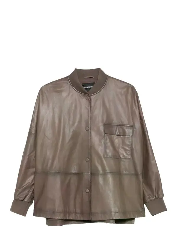 Emporio Armani Button-up Bomber Jacket - Brown