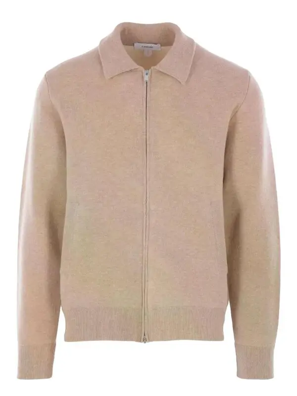 LARDINI Long-sleeve Zip-up Cardigan - Neutrals