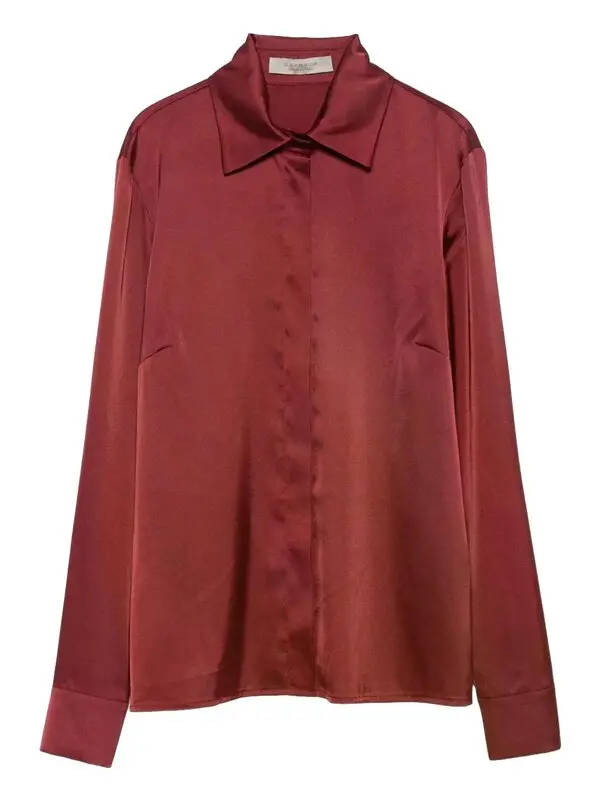 D.exterior Classic-collar Satin Shirt - Red