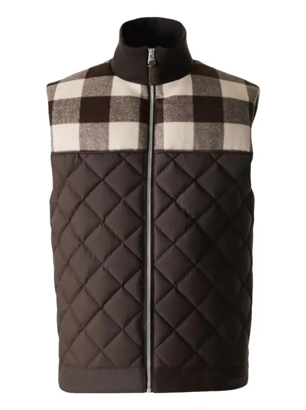 Mackage Ricardo-pl Diamond-quilted Vest - Coffee-cream Plaid