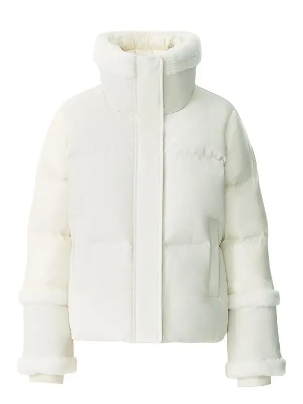 Mackage Lydana Down Jacket With Shearling Trim - Cream