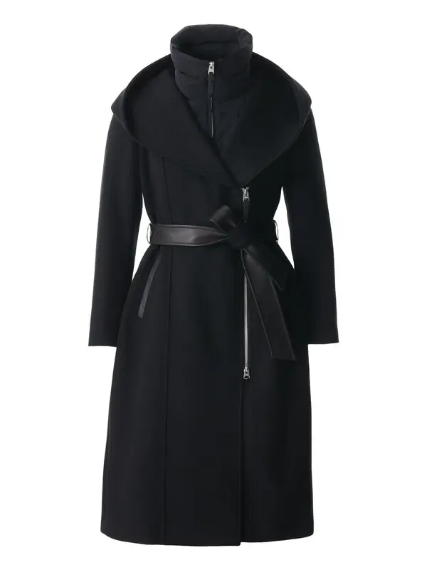 Mackage Double-face Wool Coat With Removable Bib - Black
