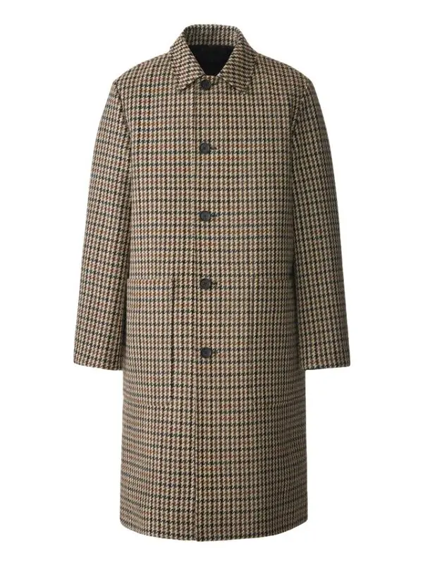 Mackage Ralph-ht Reversible Houndstooth And Twill Coat - Black-earth Brown Multi