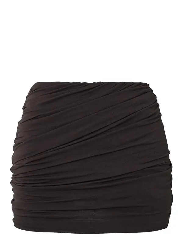 Rick Owens Luna Gathered Stretch-jersey Mini Skirt - Brown