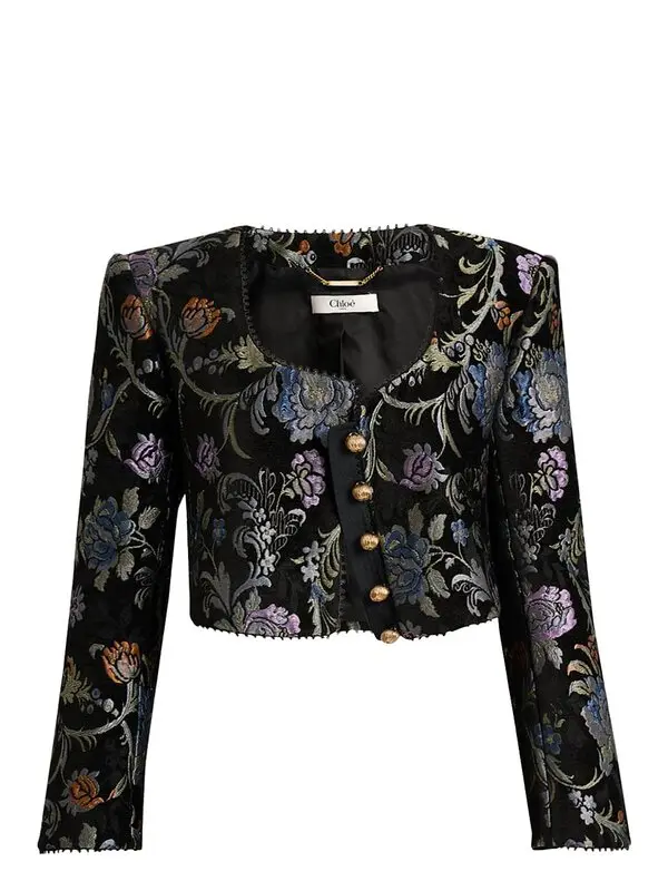 Chloé Floral Brocade Crop Jacket - 0ya Multicolor