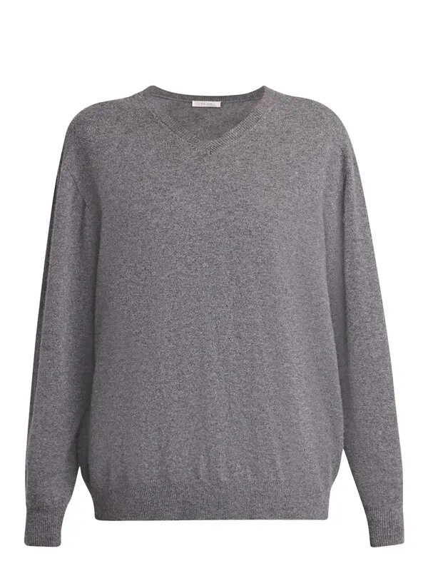 THE ROW Ligeia V-neck Cashmere Sweater - Gray