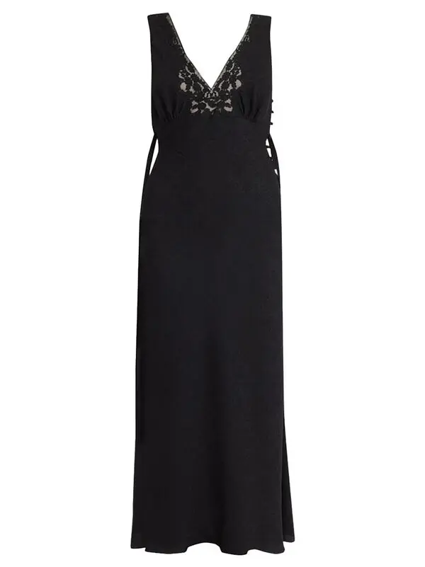Chloé Silk Jacquard And Lace Sleeveless Column Dress - Black