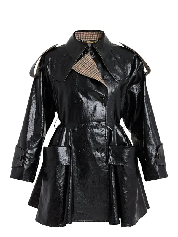 Chloé Coated Linen Belted Riding Trench Coat - Black