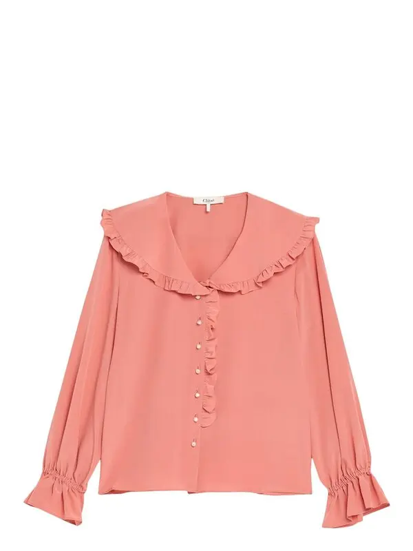 Chloé Bertha-collar Ruffle Silk Blouse - Flmaing Co