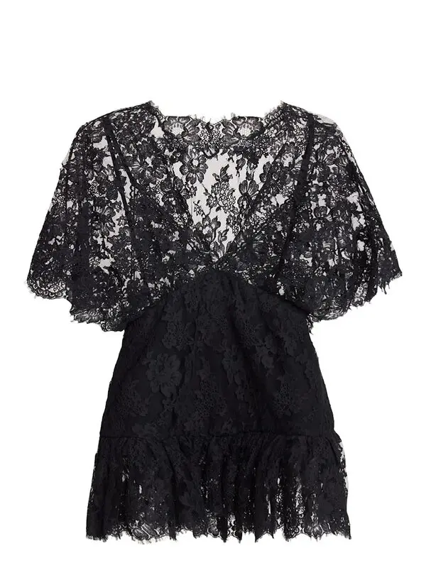 Chloé Lace Short-sleeve Top - Black