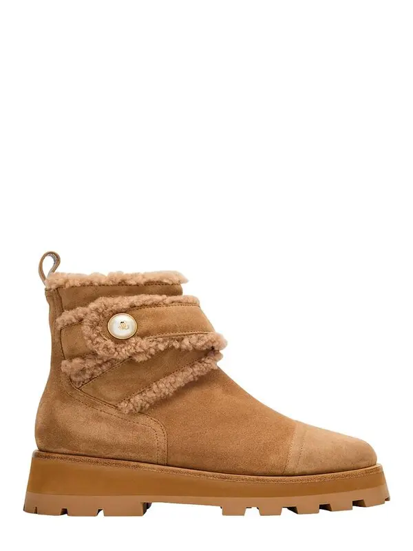 JIMMY CHOO Meena Suede And Shearling Ankle Boots - Toffee
