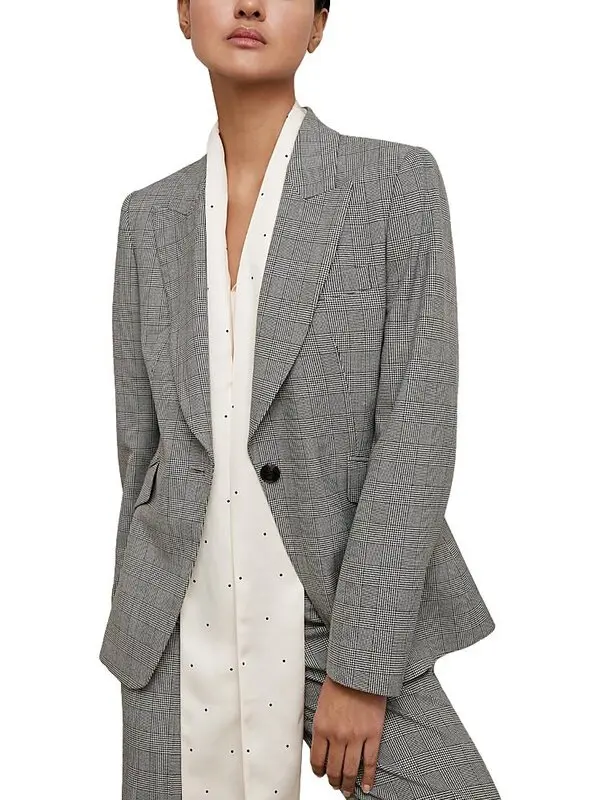REISS Petite Brooklyn Check Blazer - Grey