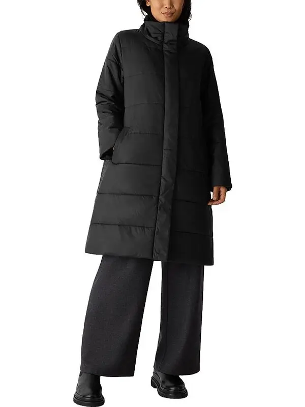 Eileen Fisher High Collar Puffer Coat - Black