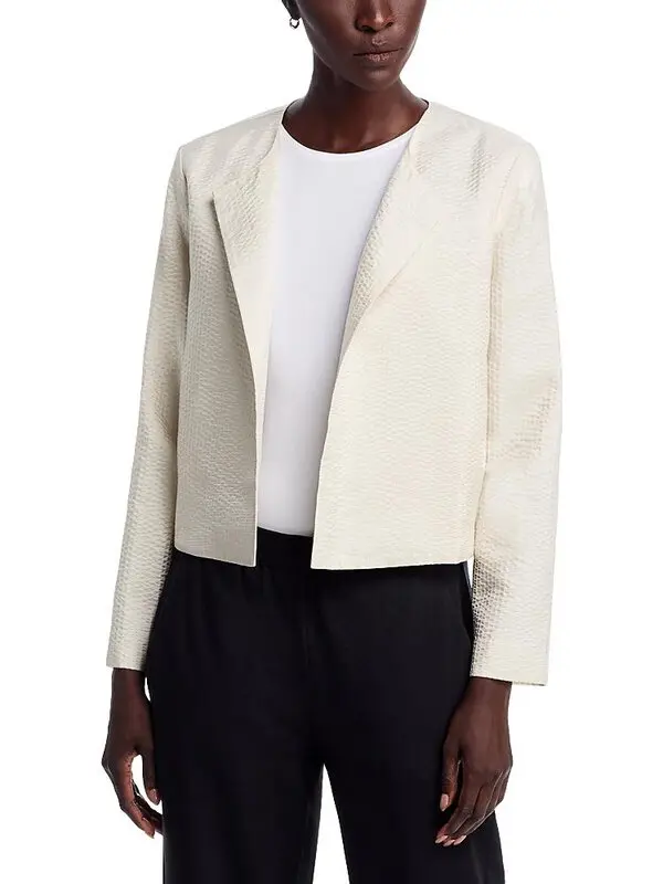 Eileen Fisher Textured Silk Jacket - Bone
