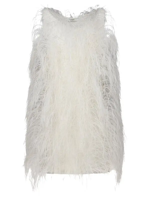 FFORME Salomi Feather-embellished Mini Dress - White