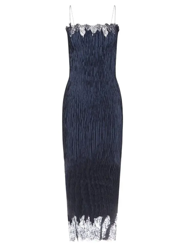 FFORME Lumi Pleated Maxi Dress With Lace Details - Navy