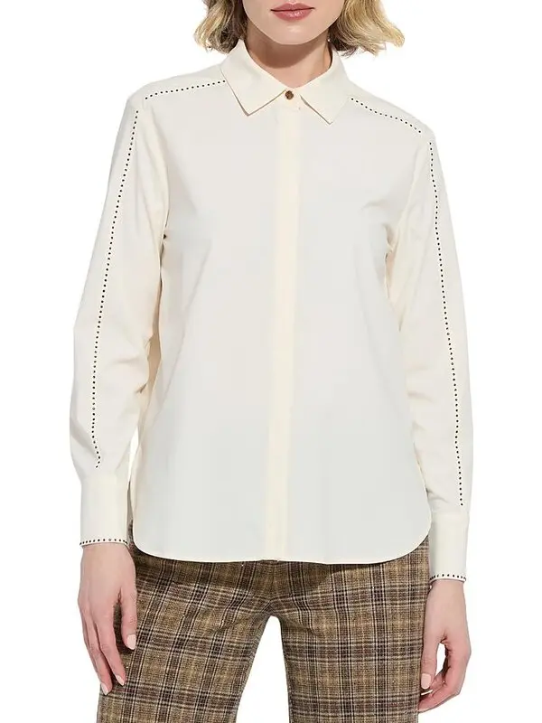 Lyssé Rackel Stud Trim Shirt - Macadamia