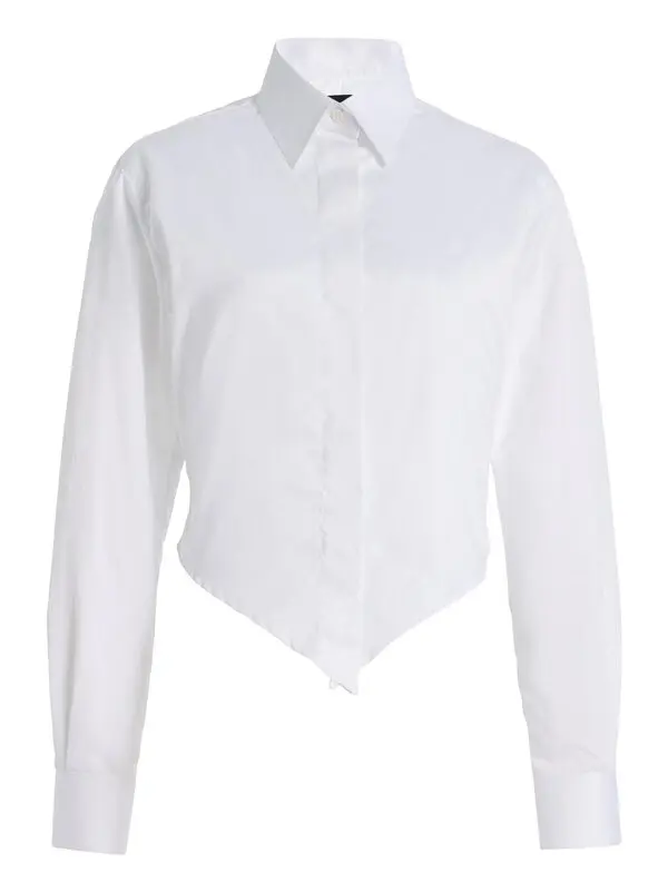 SERGIO HUDSON Cropped Tie-front Cotton Shirt - White
