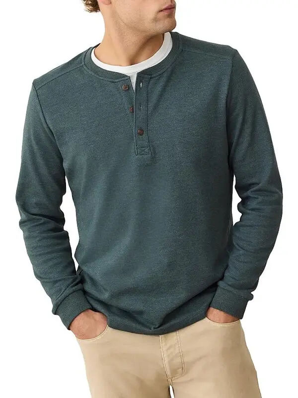Marine Layer Pacifica Stretch Henley Shirt - Greem Gables