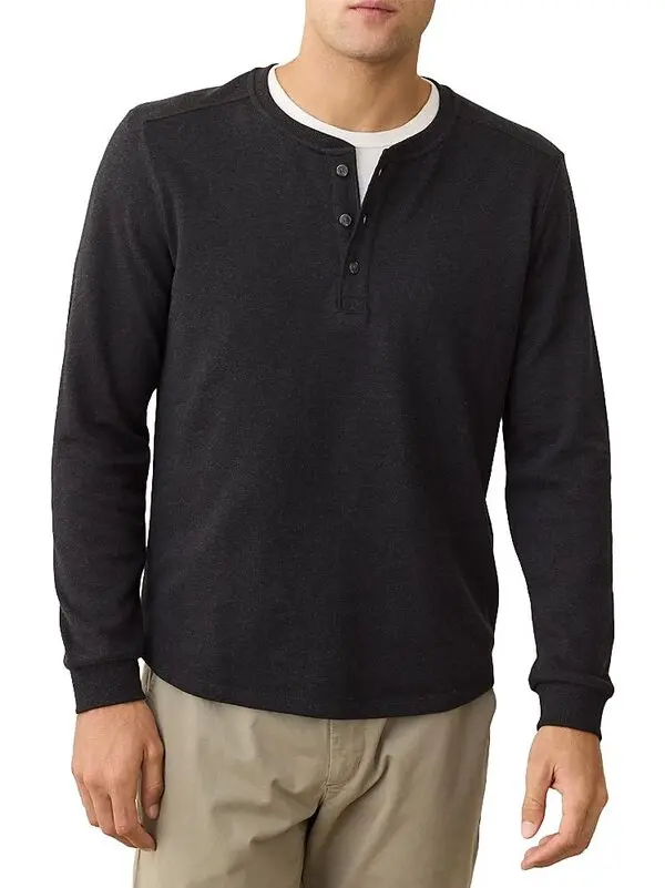 Marine Layer Pacifica Stretch Henley Shirt - Charcoal