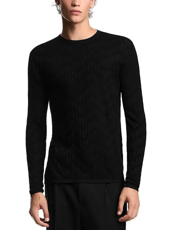 Emporio Armani Chevron Knit Sweater - Solid Black