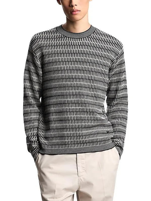 Emporio Armani Jacquard Virgin Wool Sweater - Solid Medium