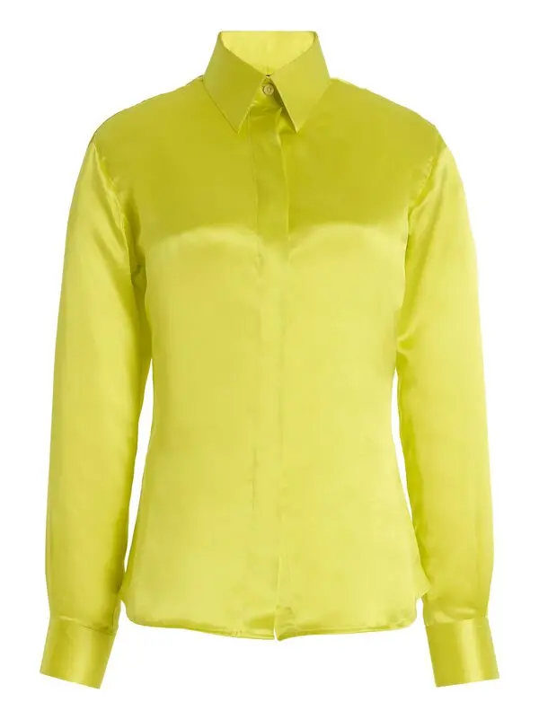 SERGIO HUDSON Silk-crepe Button-down Shirt - Yellow