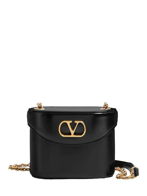 Valentino Garavani Vain Vlogo Convertible Vanity Bucket Bag - Black Shiny Calfskin