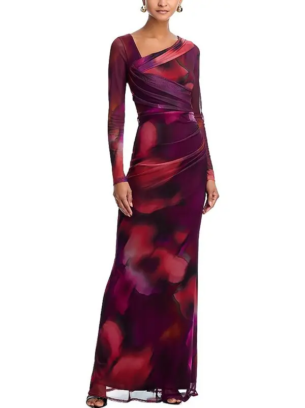 Black Halo Lazul Maxi Dress - Abstract Pasque Blossom