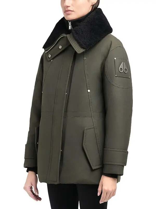 Moose Knuckles Aurora Shearling-trimmed Down Jacket - Dark Olive