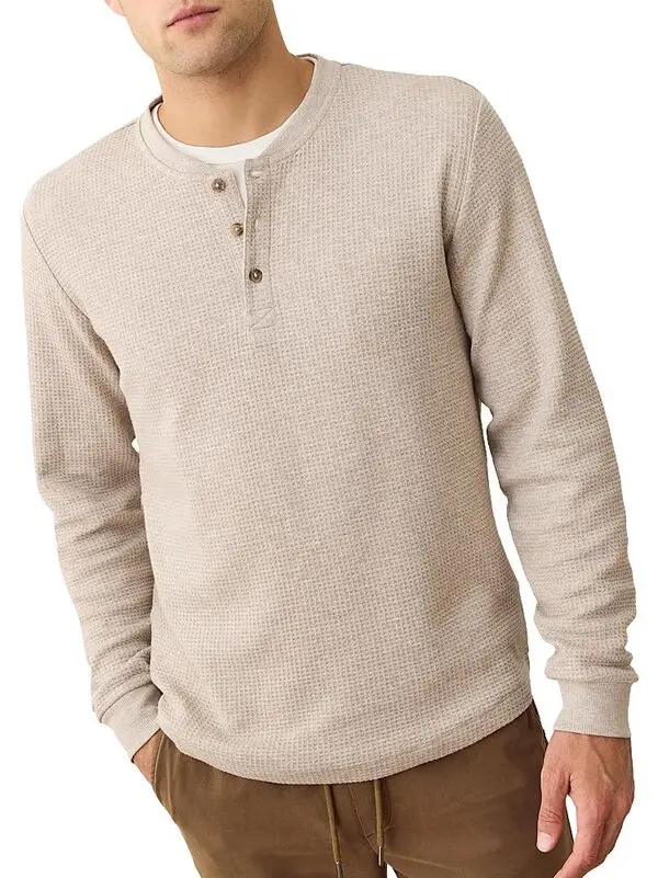 Marine Layer Waffle Knit Henley - Oatmeal