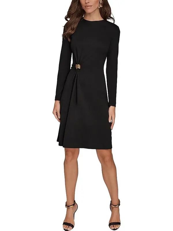 Donna Karan New York Ruched Trim Dress - Black