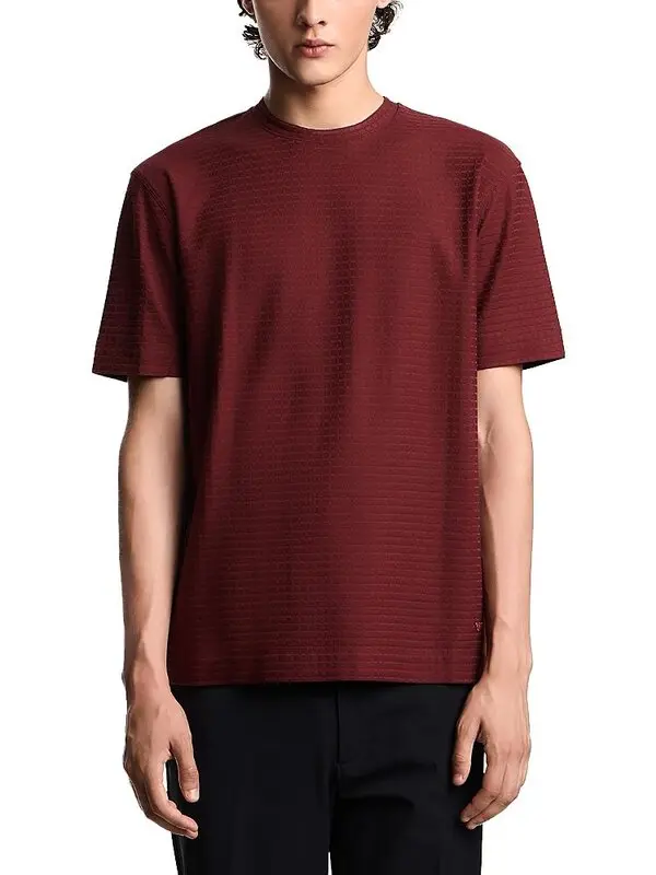 Emporio Armani Textured Cotton Jacquard Tee - Fancy Red