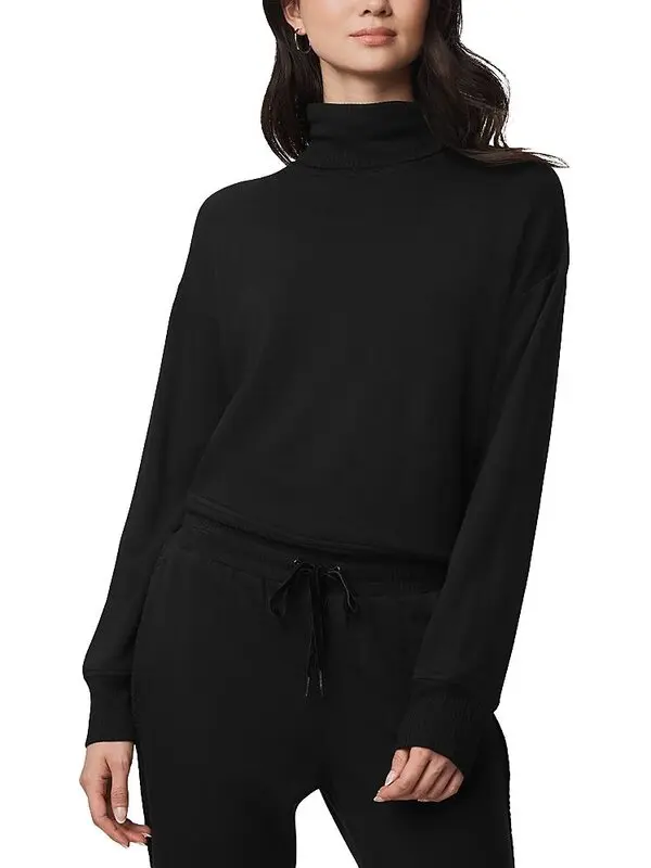Splendid Supersoft Trim Turtleneck Sweater - Black