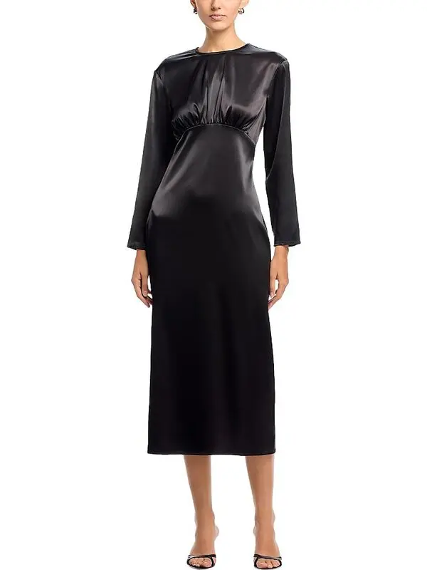 AREA STARS Seamed Long Sleeve Dress - Black