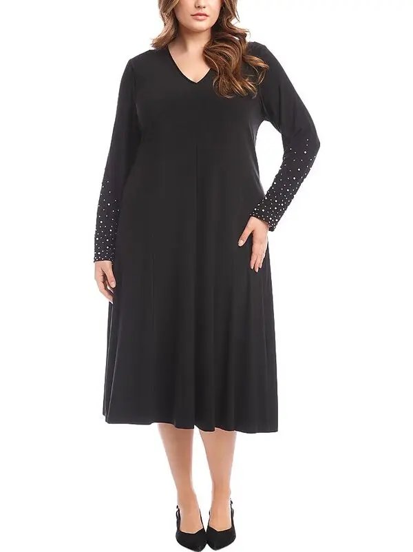 Karen Kane Kate Beaded Sleeve Travel Dress - Black