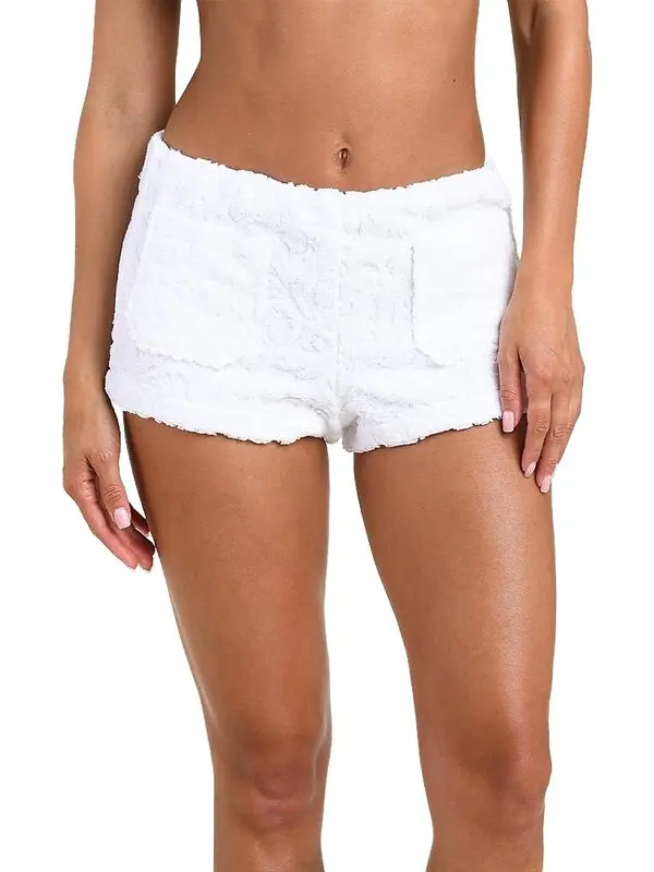 L'Agence Amiya Ornate Terry Hot Shorts Swim Cover-up - White