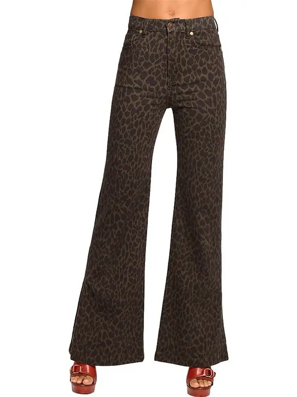 Ramy Brook Tyra High-rise Flared Animal-print Jeans - Deep Olive